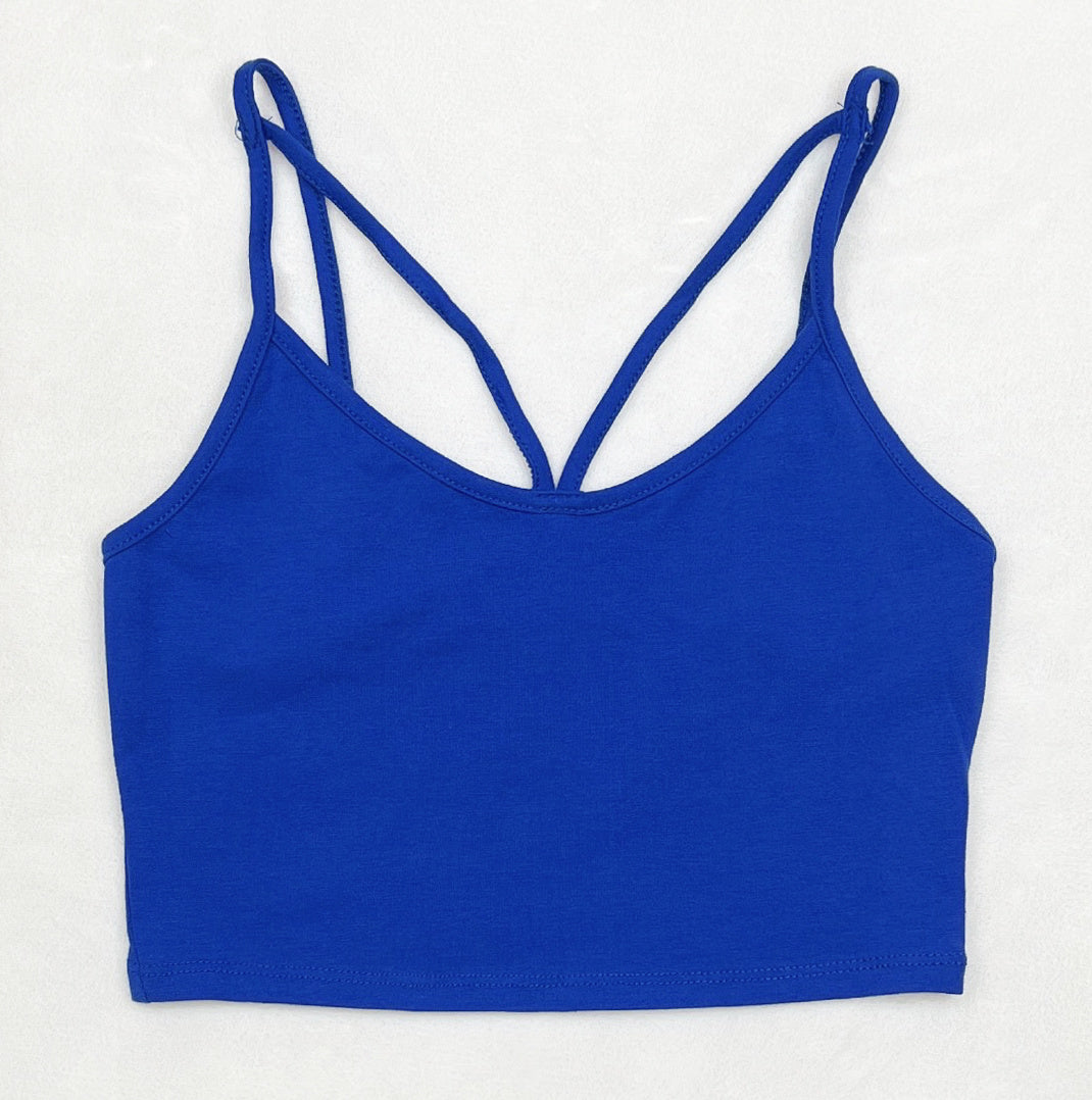 Criss Cross Crop Top Bralette - Royal – privityboutique